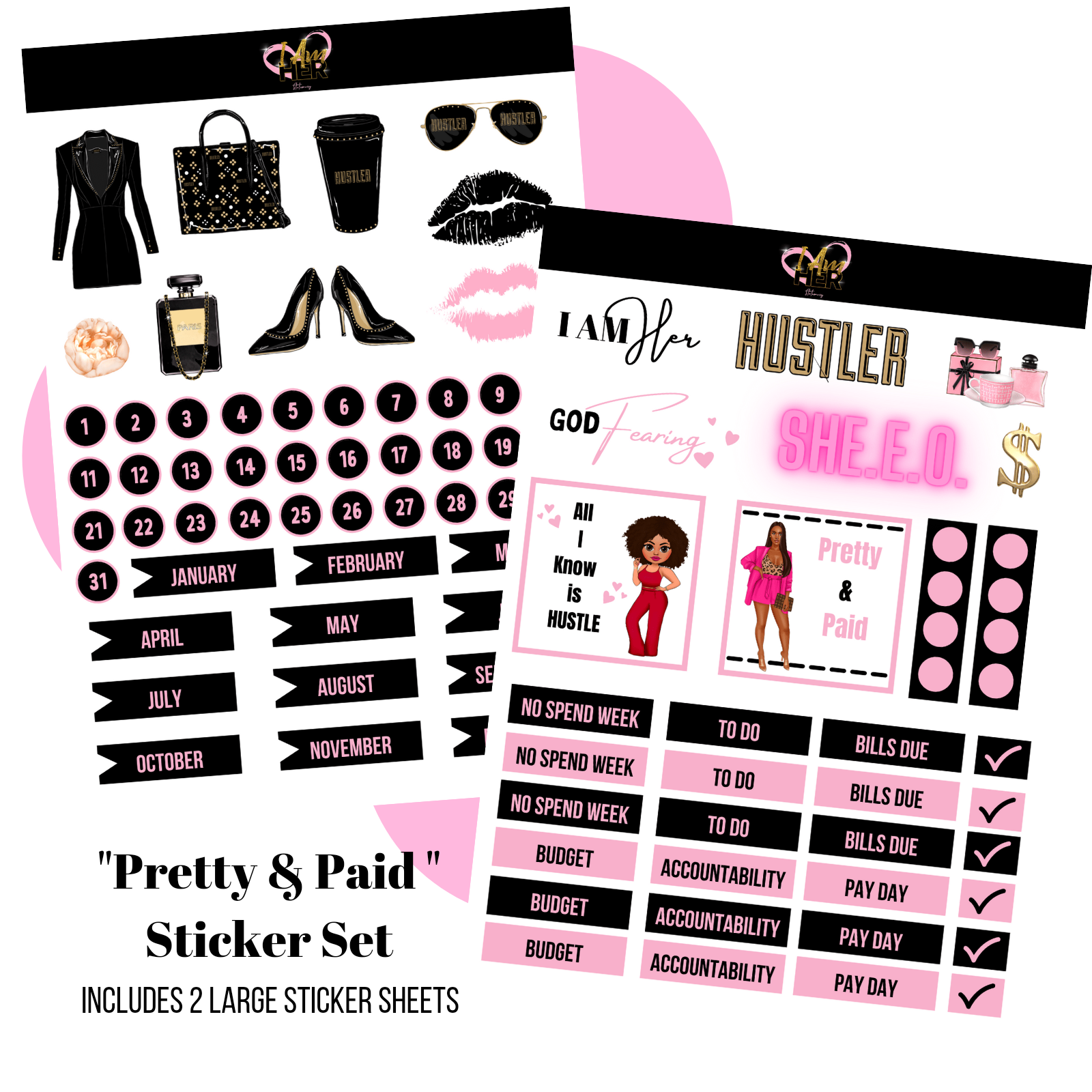 Pretty & Paid Sticker Set – I Am Her Stationery LLC