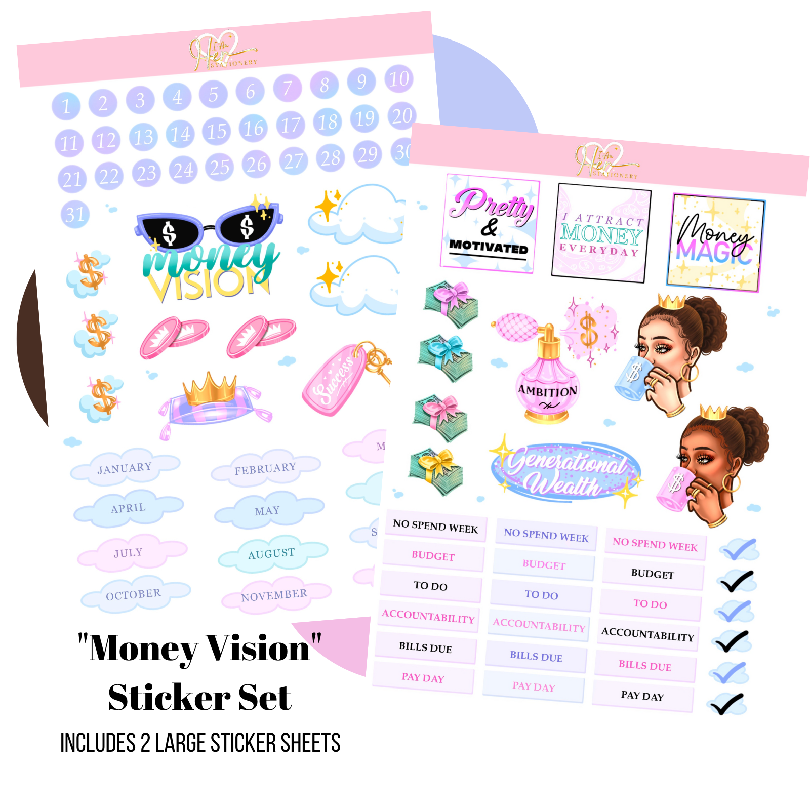Money Vision Sticker Set - I Am Her Stationary – I Am Her Stationery LLC